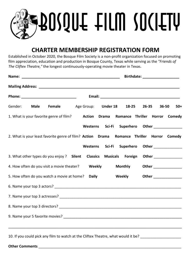 Membership - Bosque Film Society